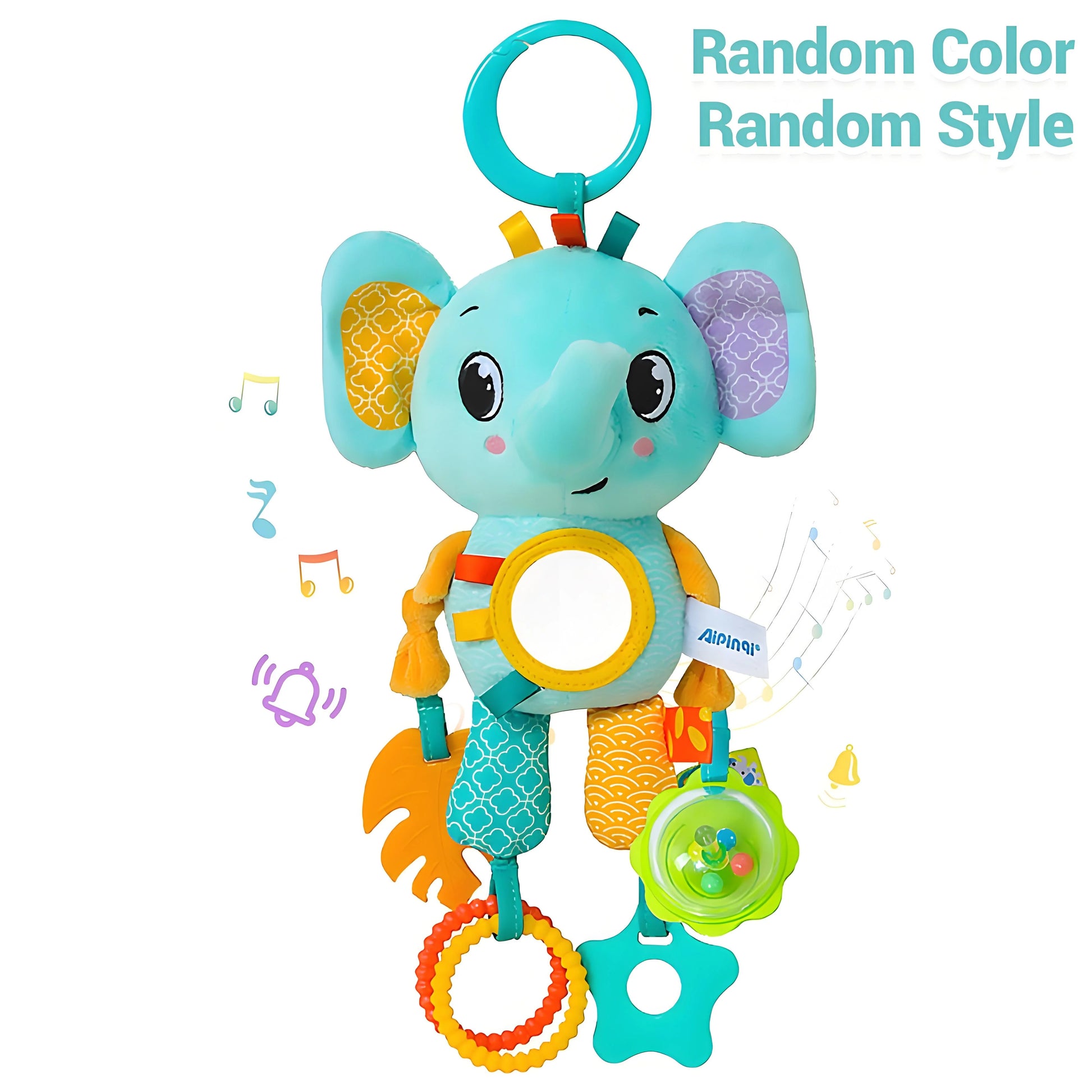 Crinkle Squeaky Plush Animal Toy | Multi-Sensory Hanging Activity with ...